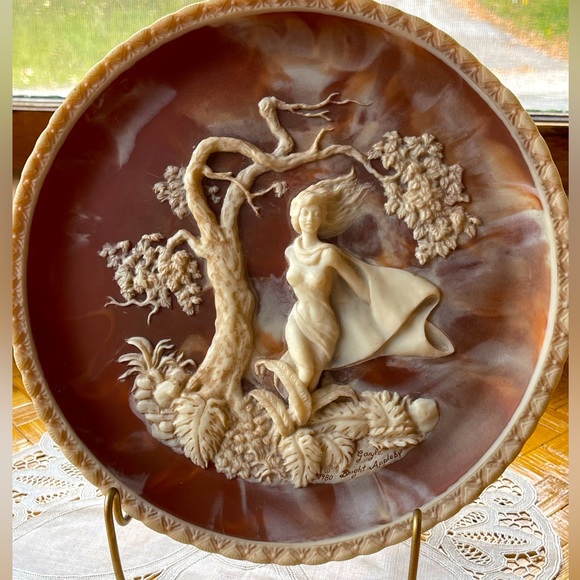 Vintage | Art | Vintage Incolay Stone Plate Collectible She Was A ...